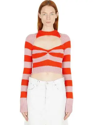 Marni Striped Knit Cut Out Top - Pink