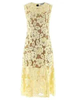 SELF-PORTRAIT Crochet Lace Midi Dress - Yellow