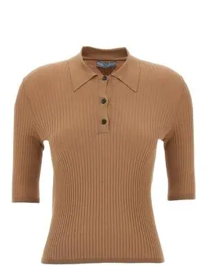 Prada Knitted Polo Shirt - Cream