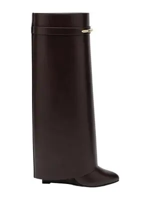 Givenchy Shark Pinch Leather Boots In Ebony - Brown
