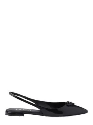 Prada Brushed Leather Slingback Ballerinas - Black
