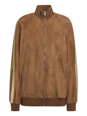 Miu Miu Waxed Suede Leather Jacket - Brown