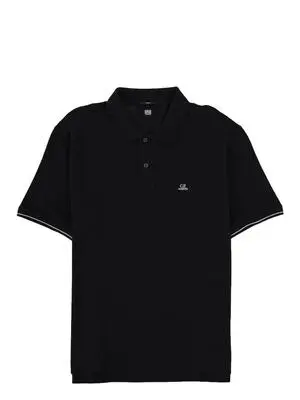 C.P. COMPANY Polo Col Logo - Black