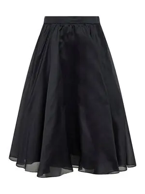 Max Mara Silk Organza Midi Full Skirt - Multicolor