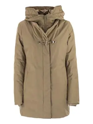 FAY Technical Gabardine Toggle Coat - Brown