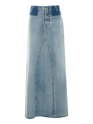 MAISON MARGIELA Two-tone Denim Maxi Skirt - Blue