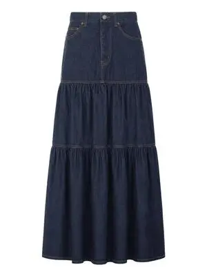 Saint Laurent Country Denim Skirt - Blue
