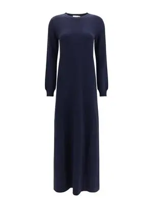 Malo Long Crewneck Dress - Blue