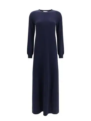 Malo Long Crewneck Dress - Blue
