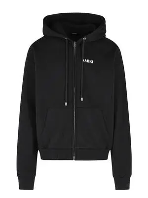 Amiri Cotton Zip-up Hoodie - Black