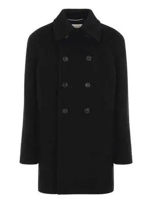 Saint Laurent Double Breasted Coat - Black