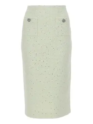 SELF-PORTRAIT Boucle Midi Skirt - Green