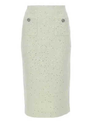 SELF-PORTRAIT SELF-PORTRAIT Boucle Midi Skirt Green