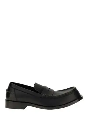 Loewe Bobine Polished Calfskin Loafers - Black