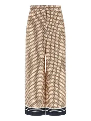 Max Mara Mstottelia Silk Geometric Trousers - Blue
