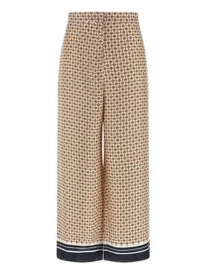Max Mara Mstottelia Silk Geometric Trousers - Blue