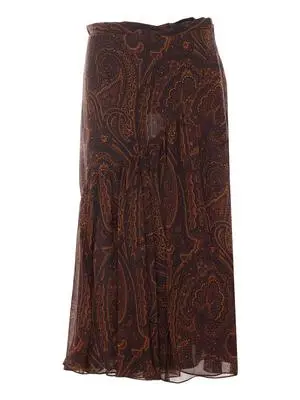 Etro Paisley Print Skirt - Brown