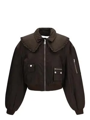 GANNI Duchesse Nylon Bomber Jacket - Green