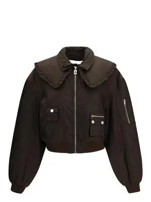 GANNI Recycled Nylon Bomber Jacket - Green