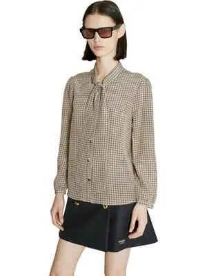 Prada Jacquard Crepe De Chine Shirt - Brown