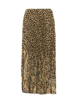 Etro Leopard Pleated Skirt - Multicolor