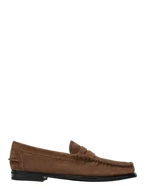 Prada Aged-effect Suede Loafers - Brown