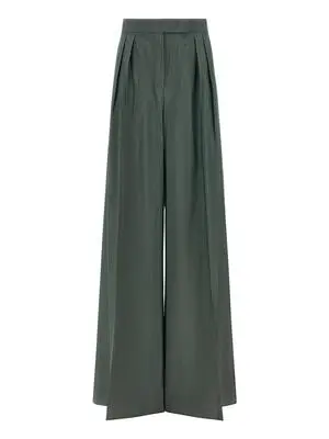 Max Mara Tailored Wool Silk Trousers - Green