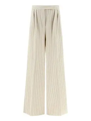 Max Mara Mxmosso Pinstripe Piqué Cotton Jersey Trousers - White