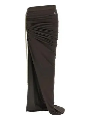 Rick Owens Moncler + Adjustable Cotton Jersey Skirt - Brown