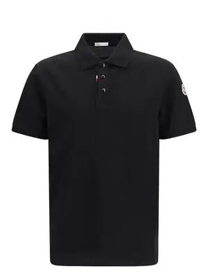 Moncler Cotton Piqué Polo Shirt With Logo - Black