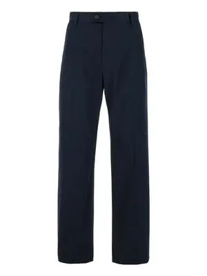 Alexander McQueen Blue Straight Tailored Pants In Cotton - Multicolor