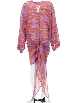 Attico Printed Mini Wrap Dress - Multicolor