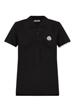 Moncler Logo Patch Cotton Piqué Polo Shirt - Black