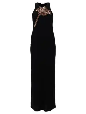 Rabanne Abito Con Dettaglio Palma In Paillettes - Black