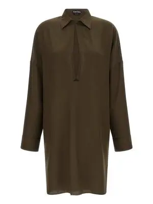 TOM FORD Silk Crêpe De Chine Tunic Dress - Green