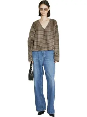 Prada Cashgora Check Top - Brown