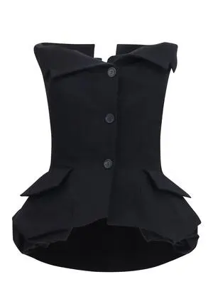 Magda Butrym Cotton Bustier Corset Top - Black