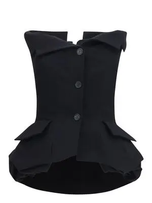 Magda Butrym Cotton Bustier Corset Top - Black