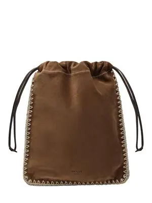 Prada Wish Pouch In Suede Leather - Brown