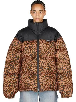 Vetements VETEMENTS Leopard Print Puffer Jacket Brown