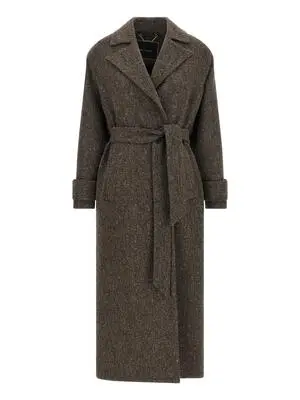Kiton Chevron Wool Coat - Brown
