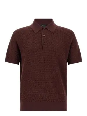 Brioni Brioni Men 'Trama' Weaving Polo Purple