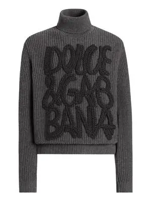 Dolce & Gabbana Wool Logo Turtleneck Sweater - Multicolor