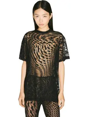 MUGLER Sheer Flocked Star T-shirt - Black