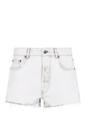 Miu Miu Bleached Cotton Denim Shorts - White