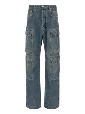 Rick Owens Drkdw By Rick Owens Cotton Denim Cargo Jeans Blue