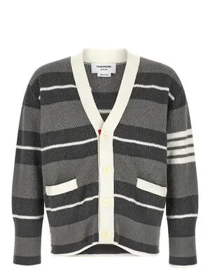 Thom Browne Striped Cardigan - Gray