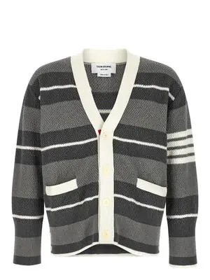 Thom Browne Striped Cardigan - Gray