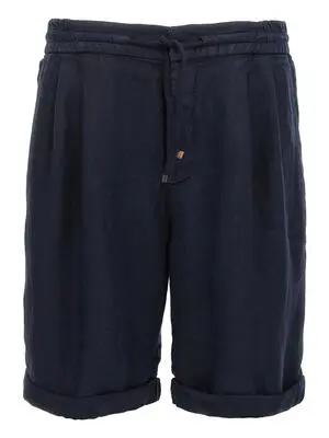 Brunello Cucinelli Linen Bermuda Shorts - Blue