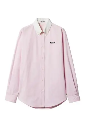 Miu Miu Cotton Shirt With Logo - Pink